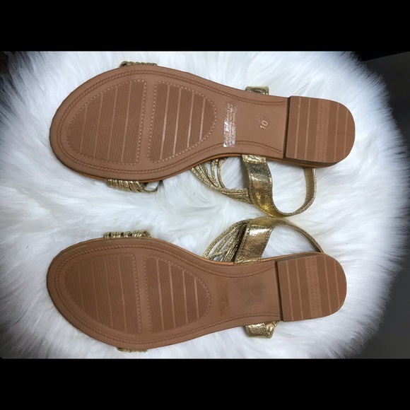 EMC Style Lab | Shoes | Emc Style Lab Gold Metallic Strappy Sandals ...